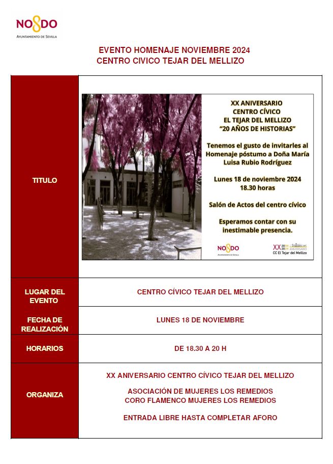 Homenaje Póstumo a Doña María Luisa Rubio Rodríguez — Centro Cívico El ...