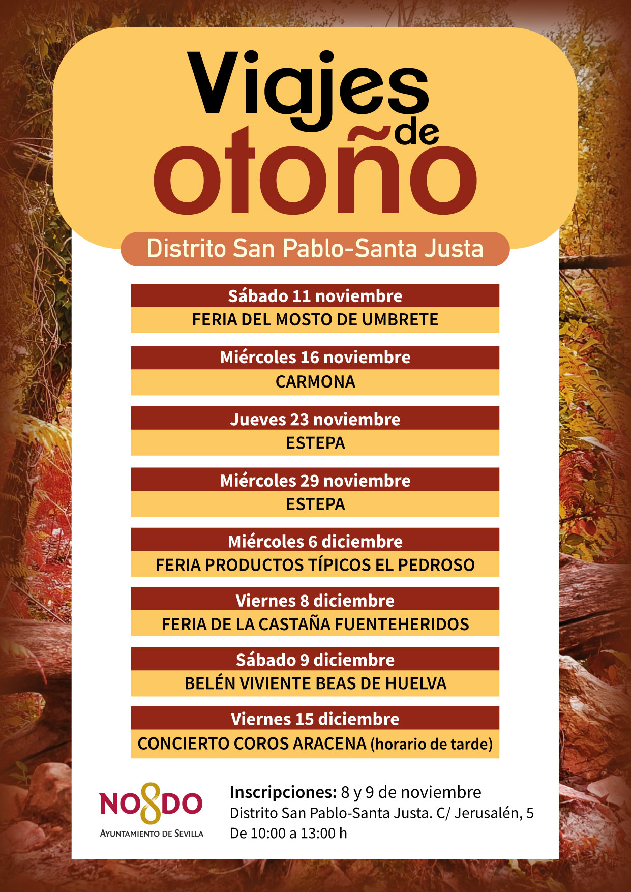 Viajes en OTOÑO Distrito San Pablo- Santa Justa — San Pablo - Santa Justa